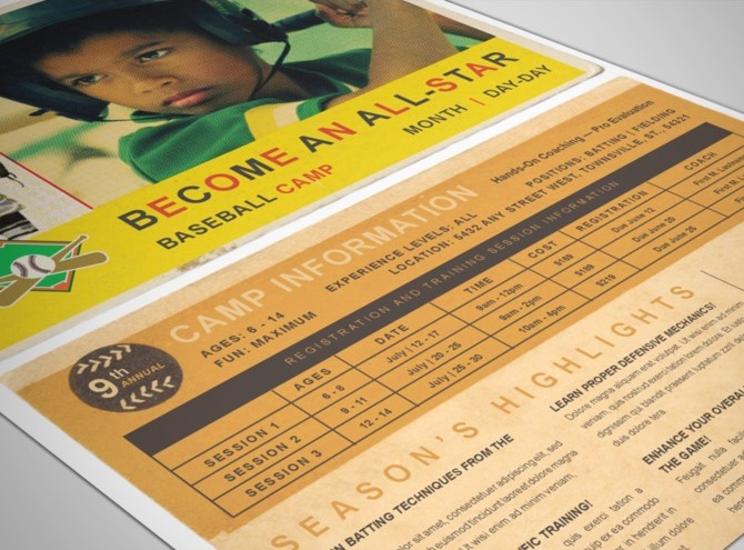 Baseball Camp Baseball Sports Camp Flyer Templates MyCreativeShop