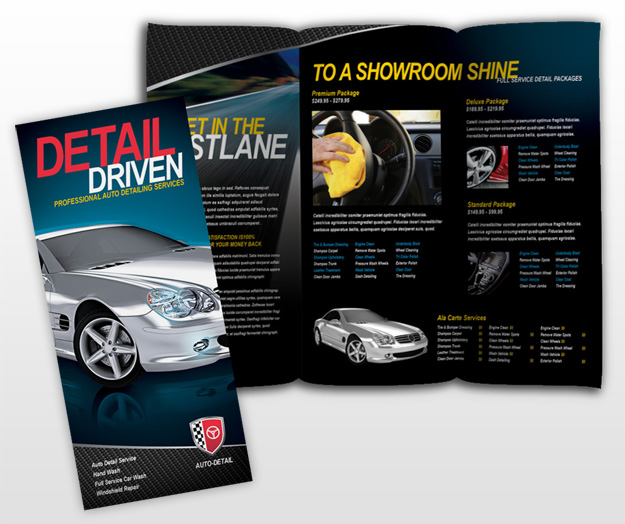Car Auto Detailing Services Business Tri Fold Brochure Templates 