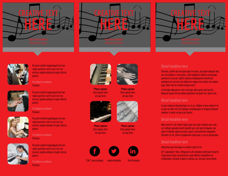 Piano Lessons Brochure Template | MyCreativeShop