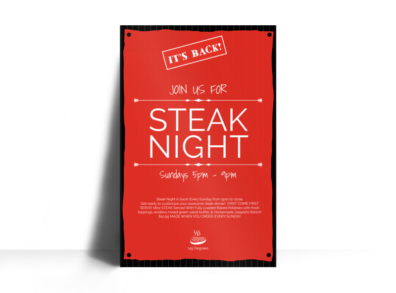 Steak Night Poster Template | MyCreativeShop