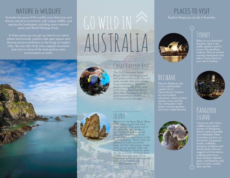 Travel Australia Tri Fold Brochure Template MyCreativeShop Travel Australia Tri Fold Brochure Template MyCreativeShop
