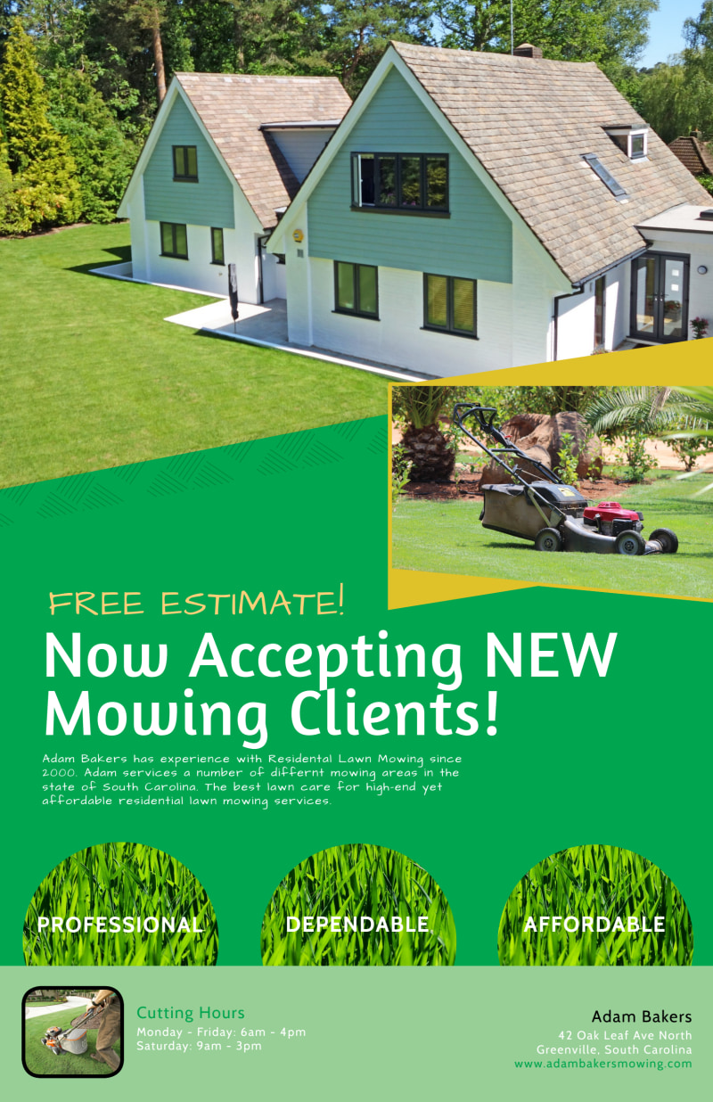 Lawn Mowing Service Options Poster Template MyCreativeShop