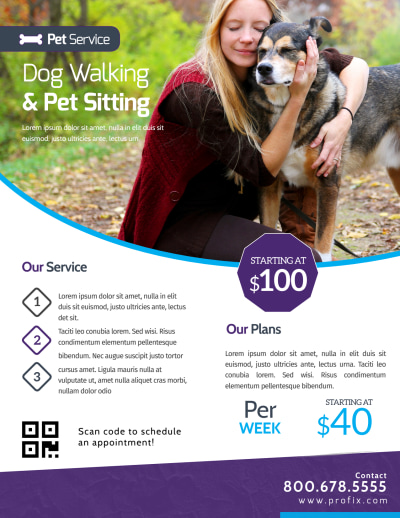 Dog Walking Pet Sitting Flyer Template MyCreativeShop
