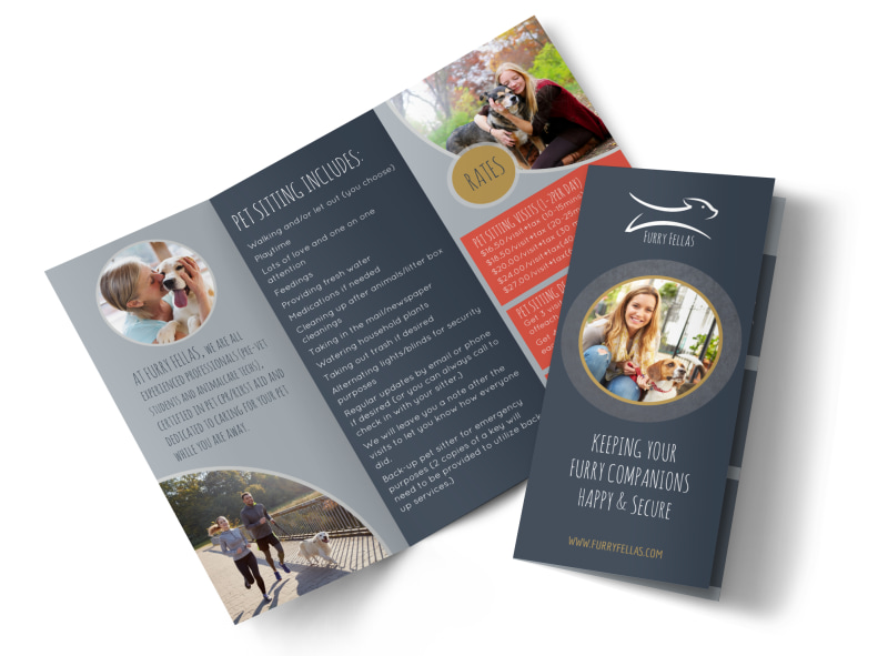 Happy Pet Sitting Tri Fold Brochure Template