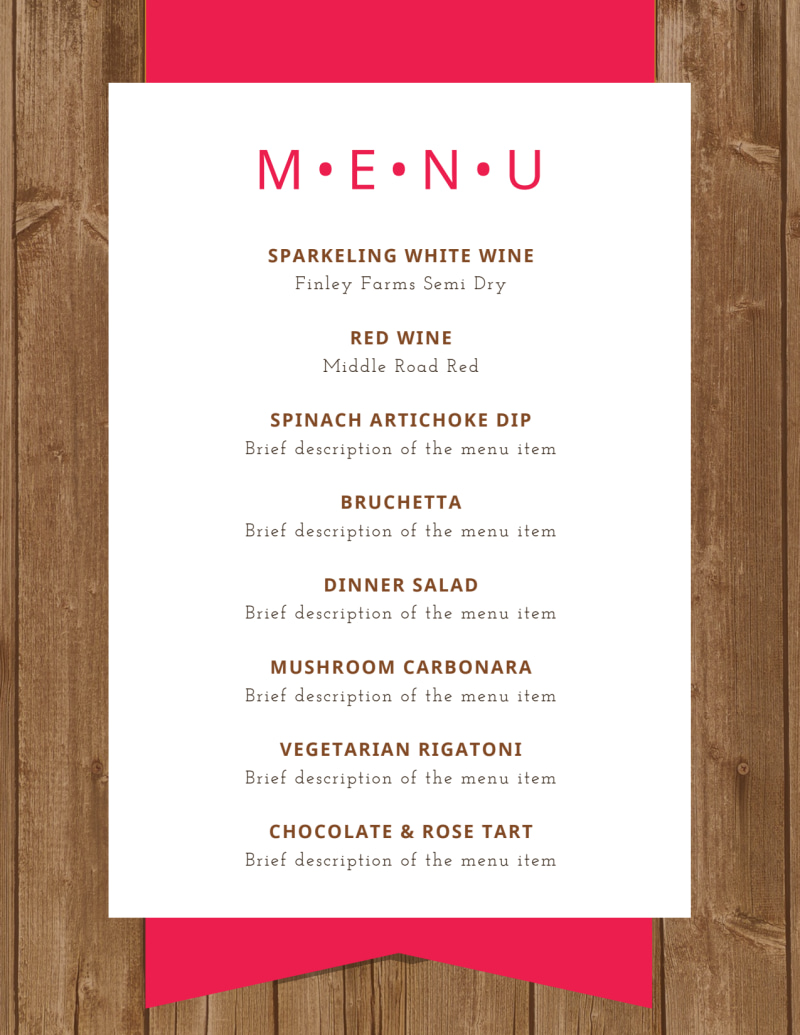 Simple Dinner Party Menu Template MyCreativeShop