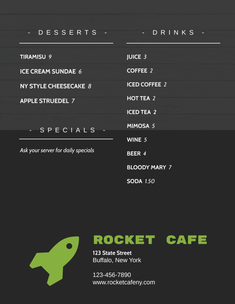 Rocket Lunch Menu Template | MyCreativeShop