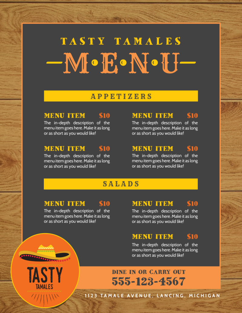 Tasty Mexican Restaurant Menu Template MyCreativeShop