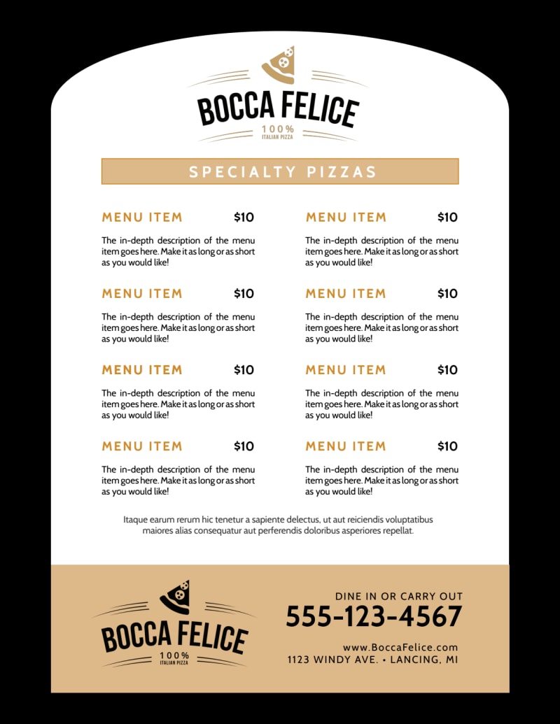 Pizza Menu Template | MyCreativeShop