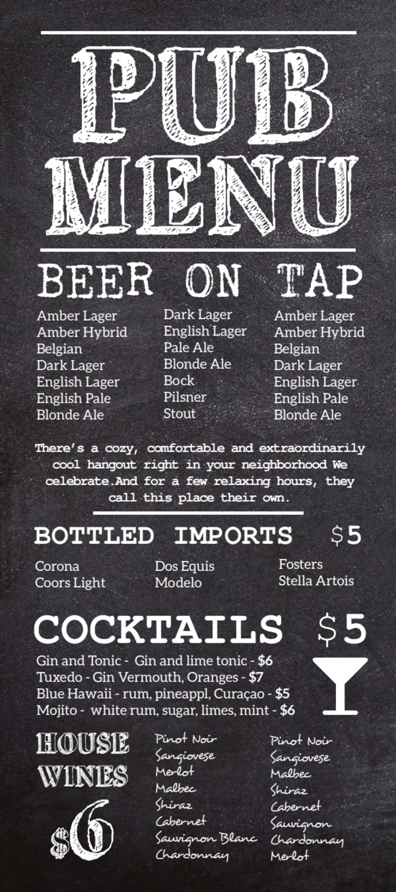 Pub Menu Template MyCreativeShop