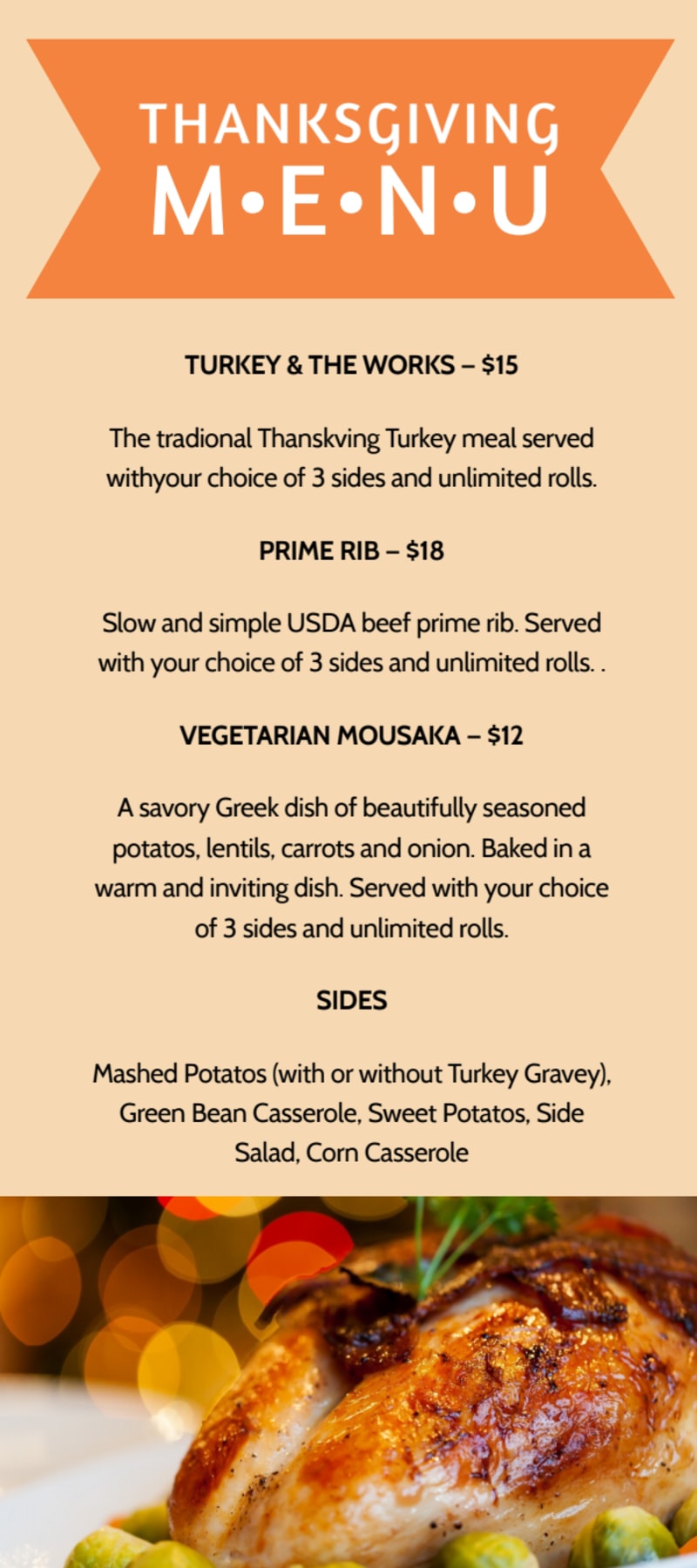 Thanksgiving Menu Template MyCreativeShop