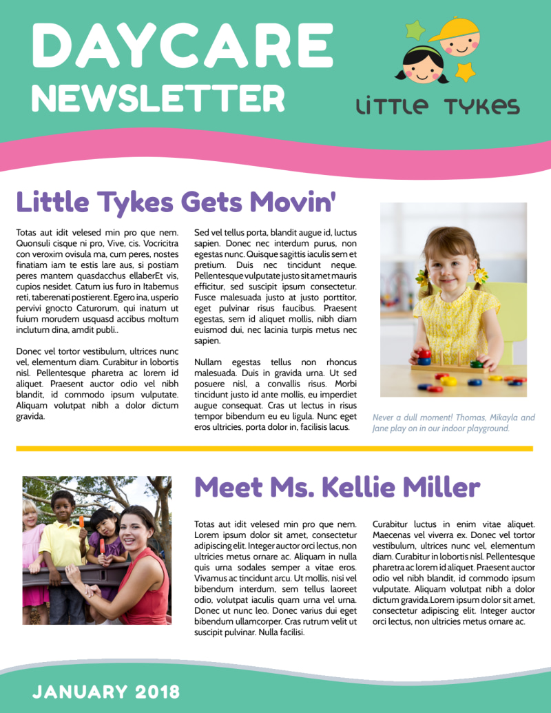 Playful Daycare Newsletter Template MyCreativeShop