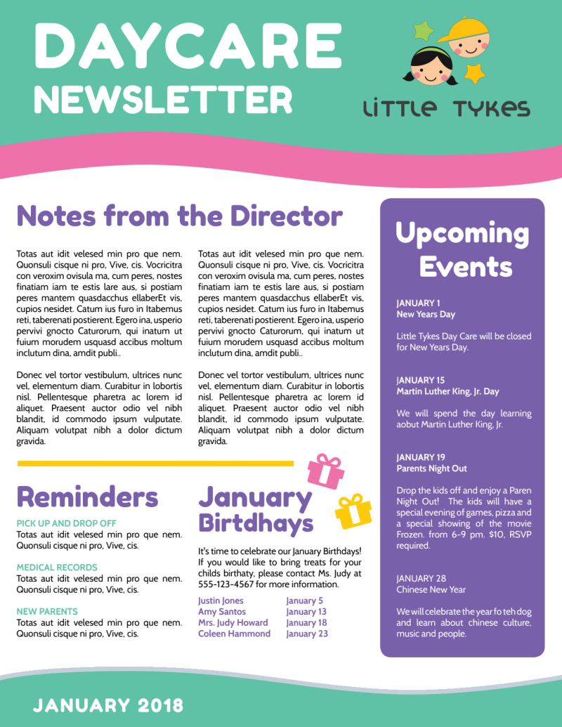 Daycare Newsletter Template Free