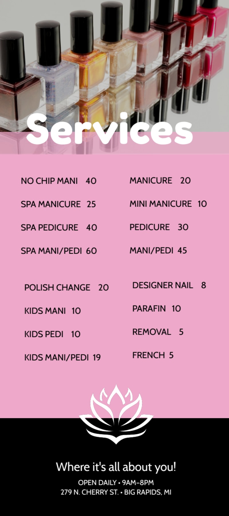 Nail Salon Price List Template