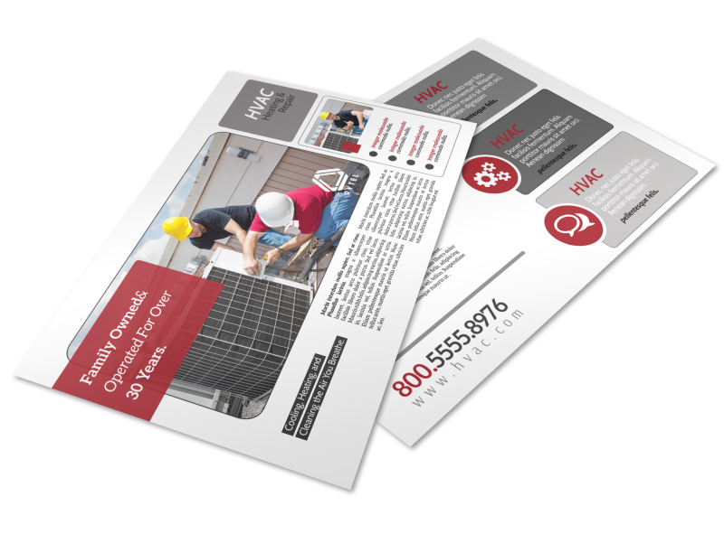 Red White HVAC Postcard Template MyCreativeShop