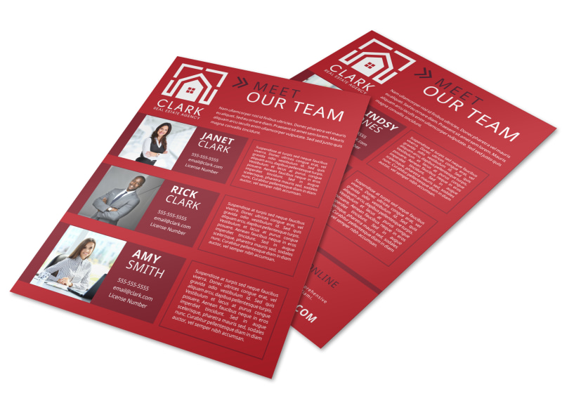Red Meet Our Team Flyer Template MyCreativeShop