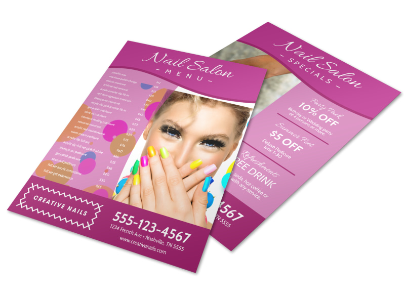 Pink Nail Salon Menu Template MyCreativeShop