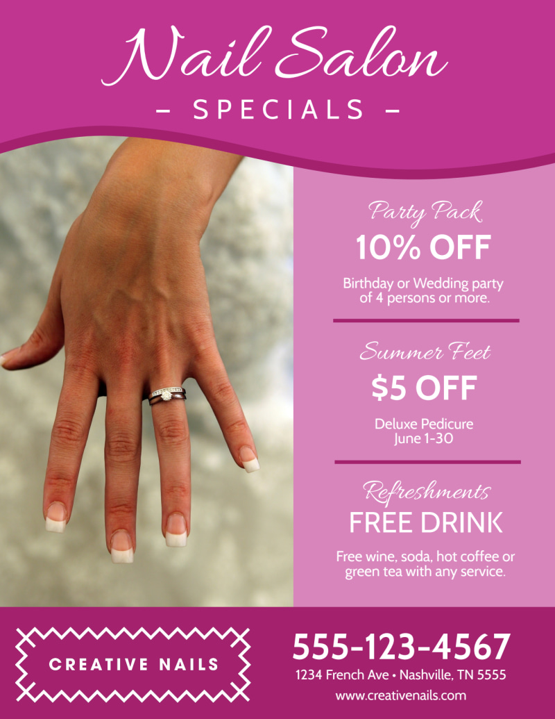 Pink Nail Salon Menu Template MyCreativeShop