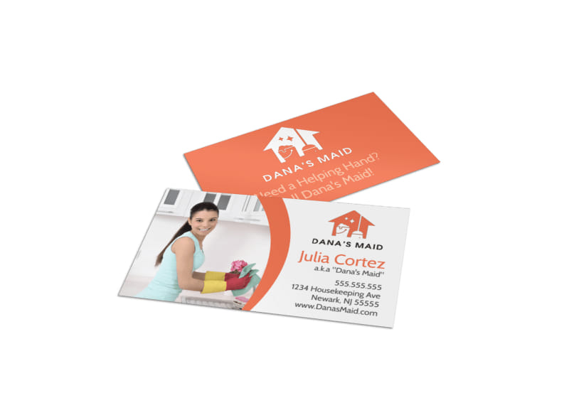 Orange House Cleaning Business Card Template