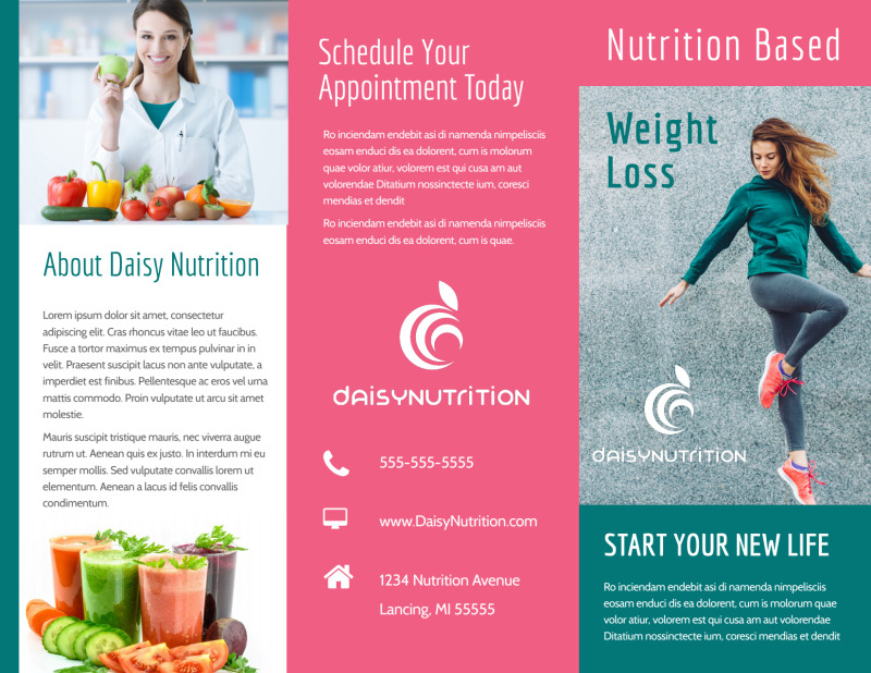 Nutrition Weight Loss Tri Fold Brochure Template