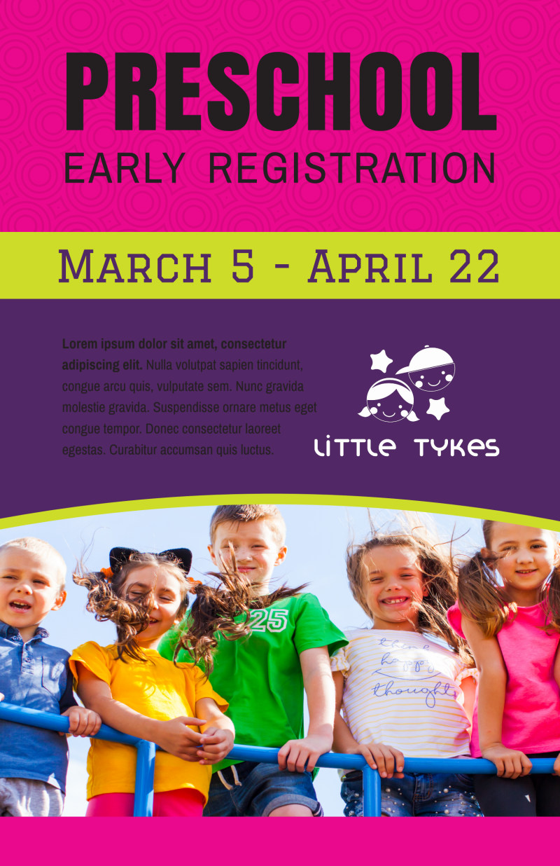 Preschool Early Registration Poster Template