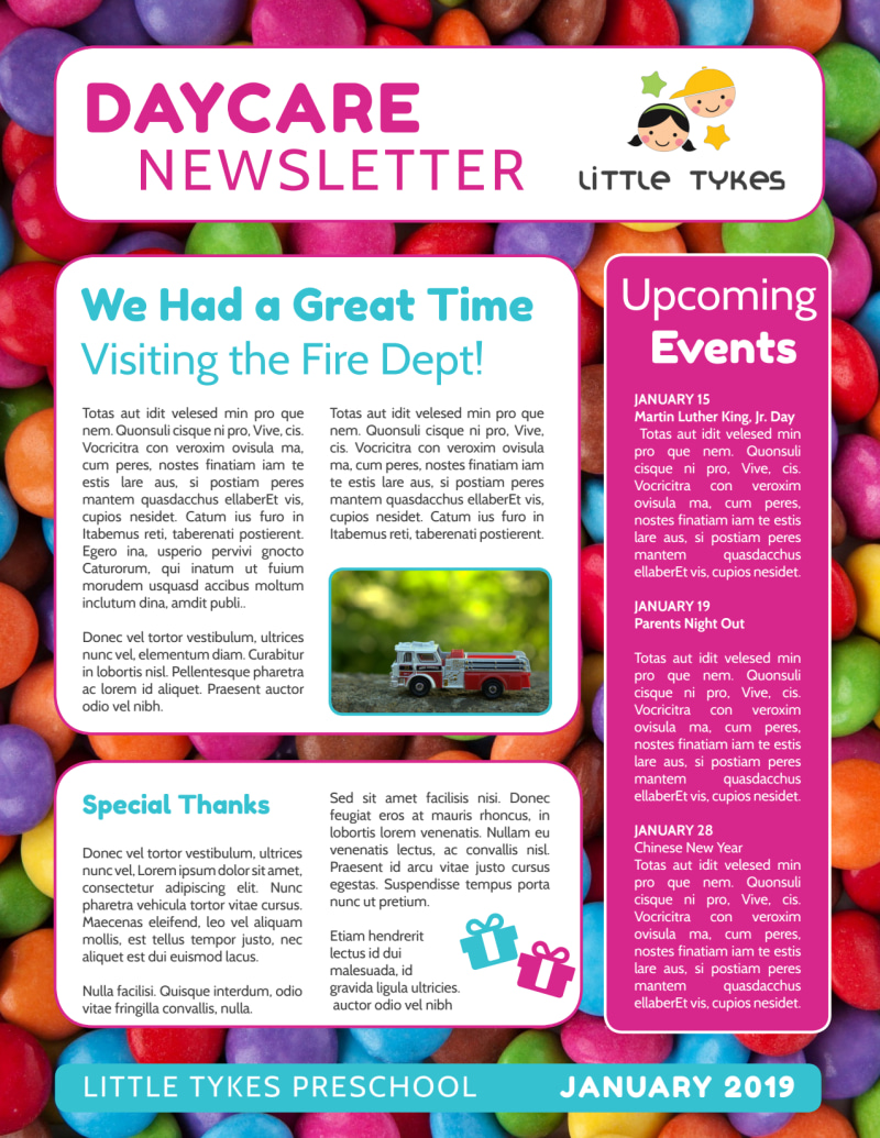 Daycare Info Newsletter Template MyCreativeShop