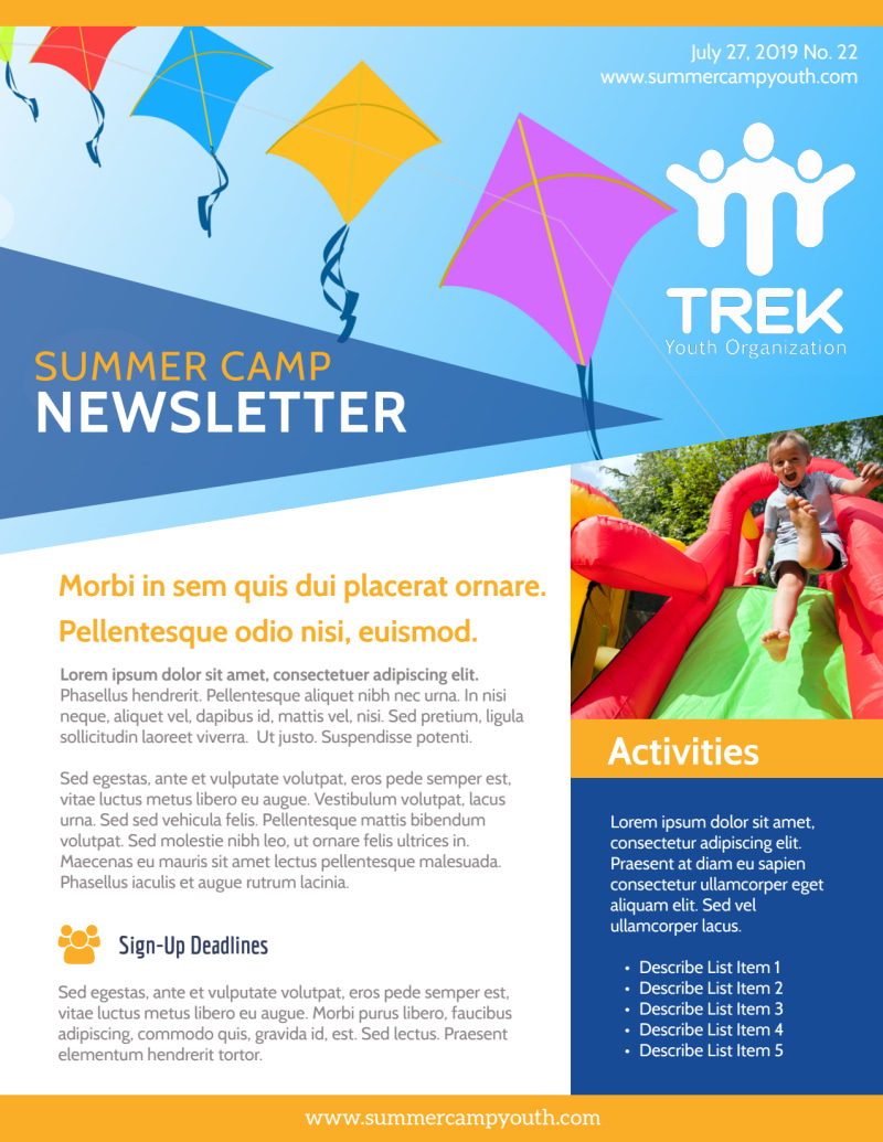 Free Summer Camp Newsletter Template Printable Templates