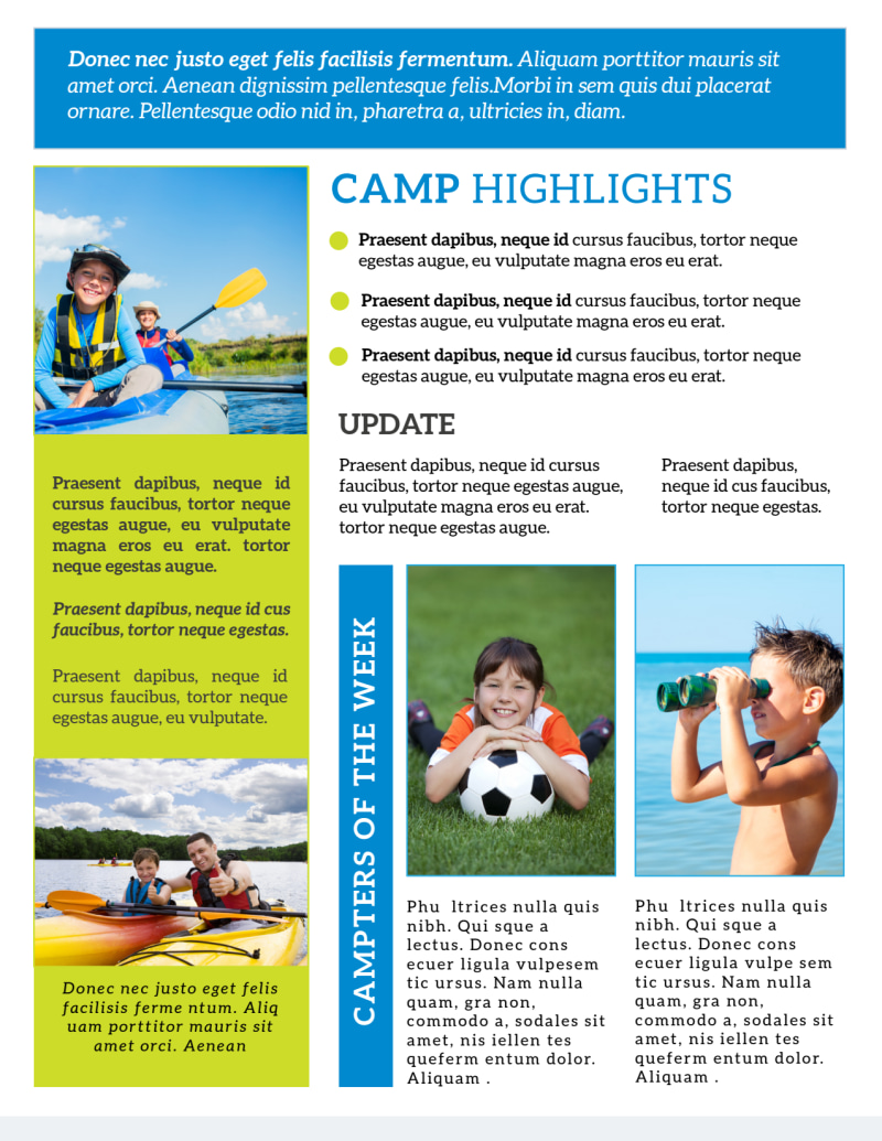 Classic Summer Camp Newsletter Template MyCreativeShop