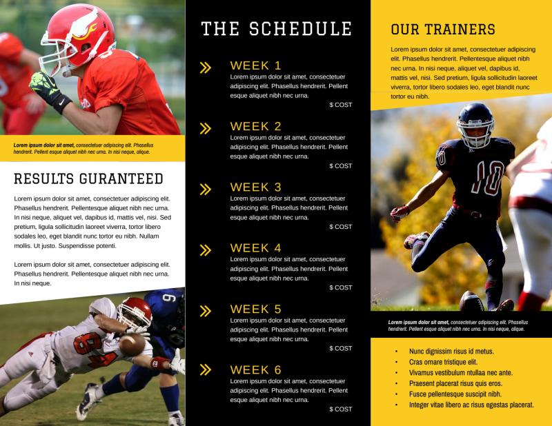 Football Camp Tri Fold Brochure Template MyCreativeShop