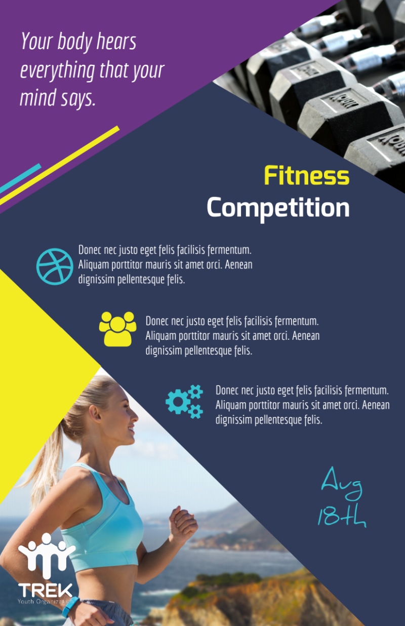 Colorful Fitness Competition Flyer Template MyCreativeShop
