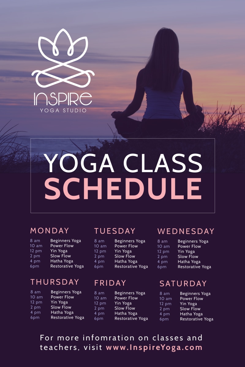 Stunning Yoga Class Schedule Poster Template