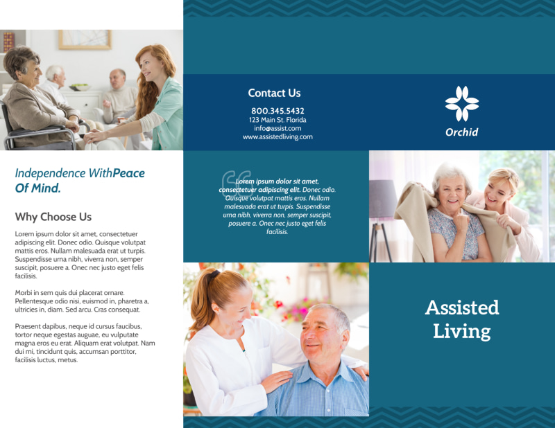 Professional Assisted Living Tri Fold Brochure Template