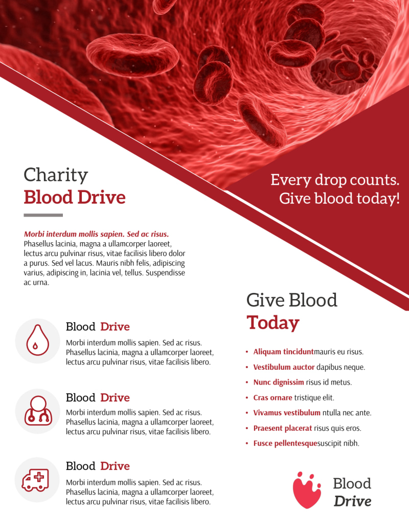 Charity Blood Drive Flyer Template MyCreativeShop