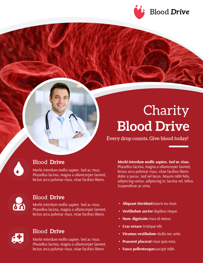 Red Blood Drive Flyer Template MyCreativeShop