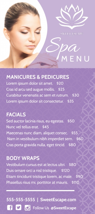 Beauty Menu Templates MyCreativeShop