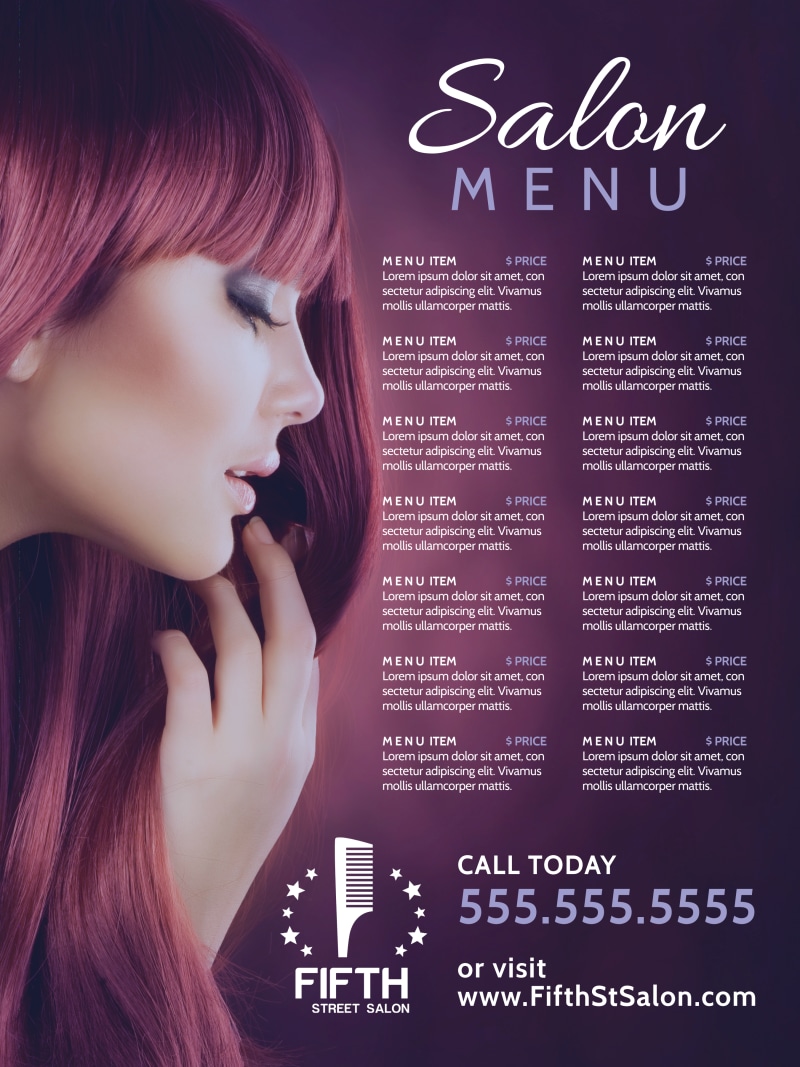 Free Salon Menu Template