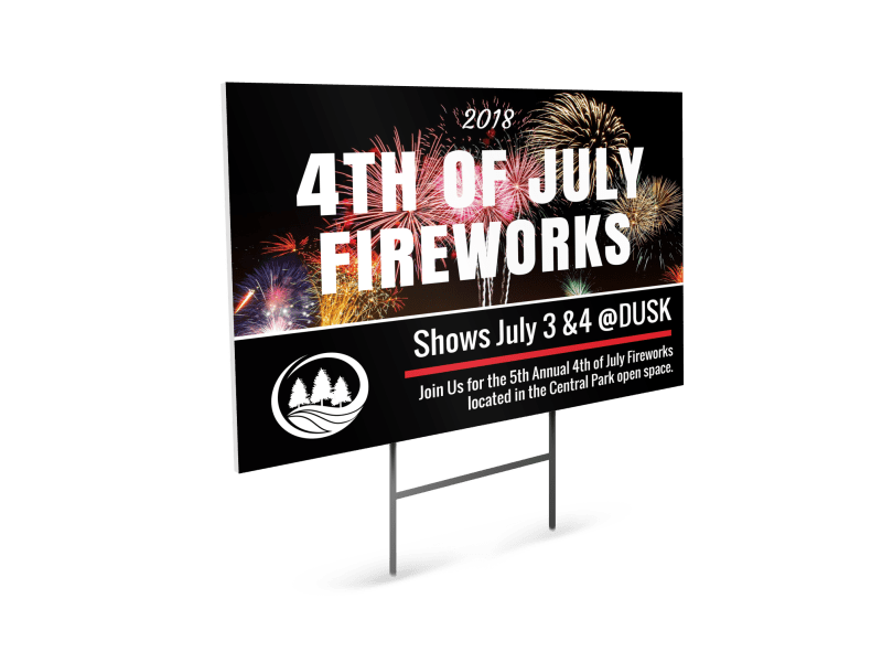 4th Of July Fireworks Yard Sign Template | MyCreativeShop