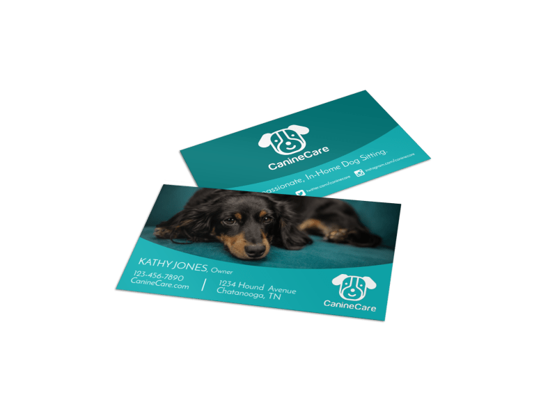 Teal Pet Sitting Business Card Template MyCreativeShop