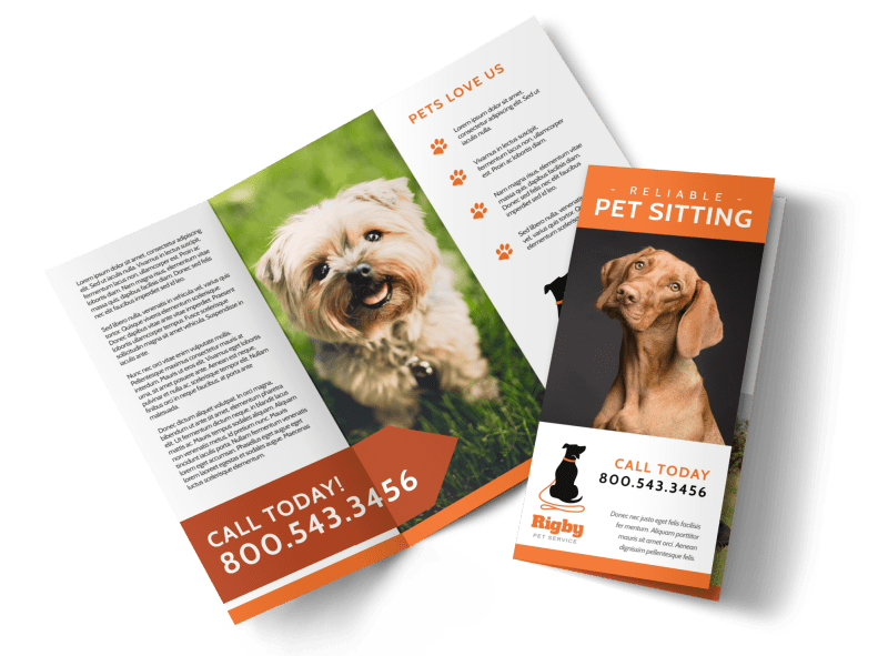 Awesome Pet Sitting Tri Fold Brochure Template