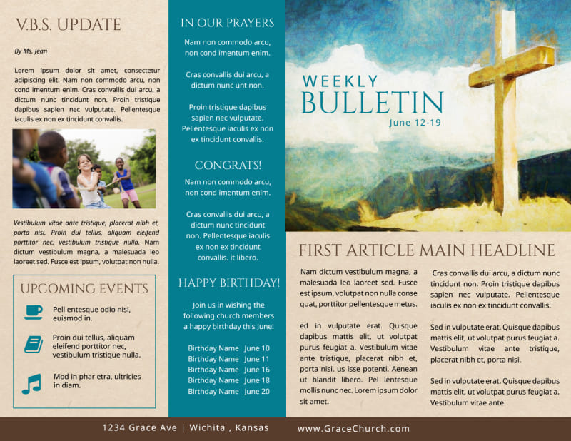 Classic Church Bulletin Template MyCreativeShop