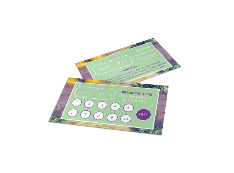 Pastry Shop Loyalty Punch Card Template MyCreativeShop