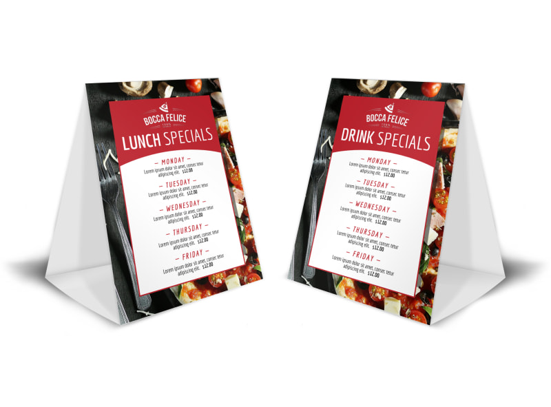 Restaurant Drink & Lunch Table Tent Template