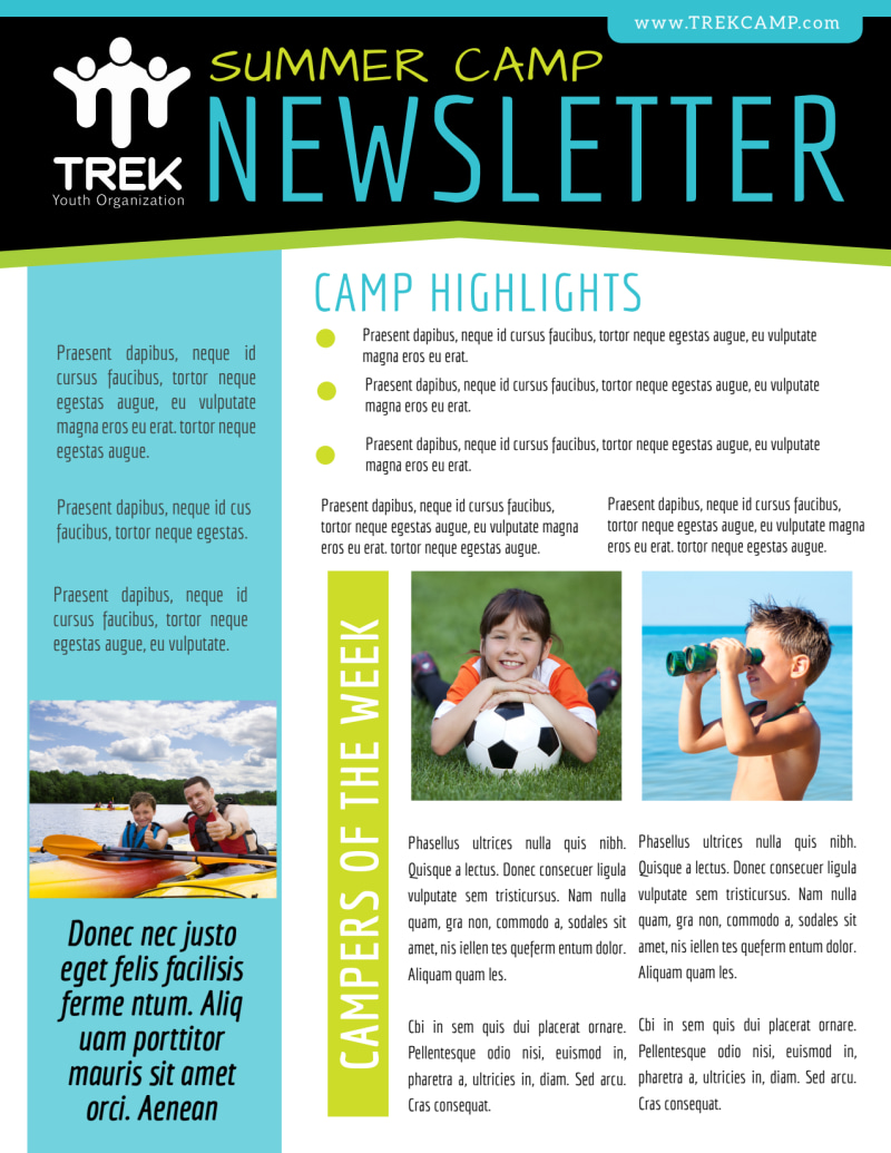 Summer Camp Adventure Newsletter Template MyCreativeShop