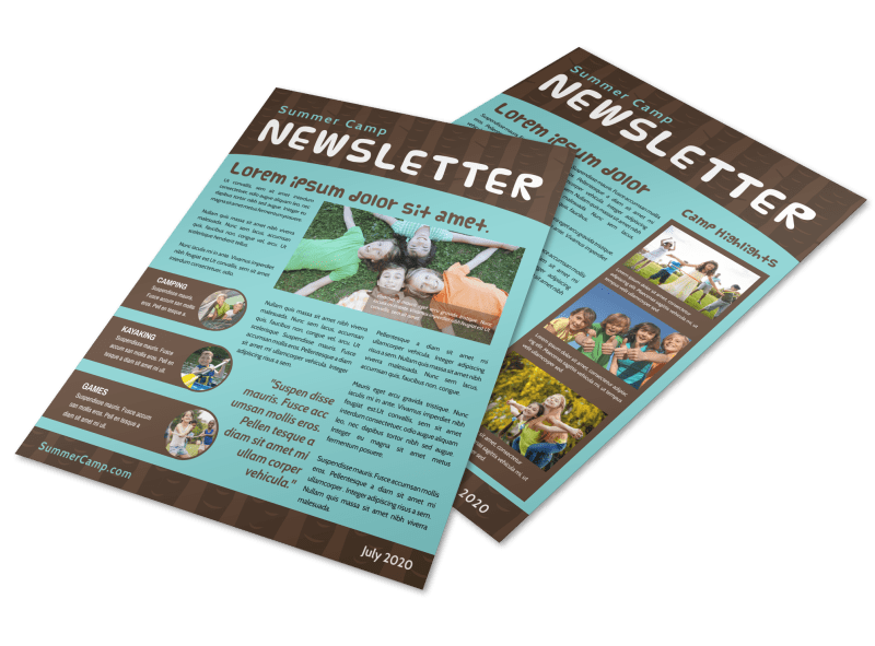 Woods Summer Camp Newsletter Template MyCreativeShop