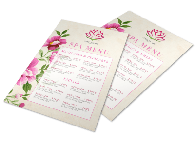 Spa Menu Templates | MyCreativeShop