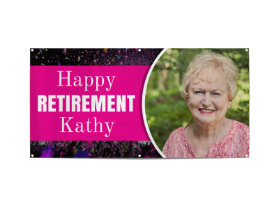 Retirement Party Fabric Banner Templates | MyCreativeShop