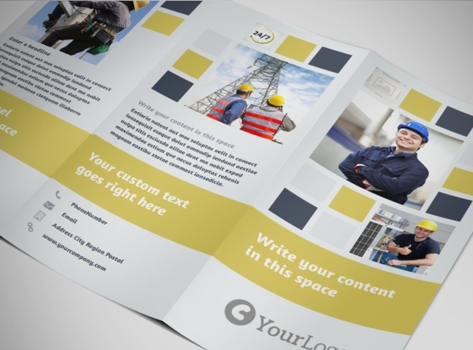 Electrical Service Tri-Fold Brochure Template (metric)