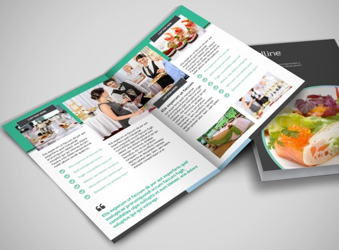 Fine Dining Catering Bi Fold Brochure Template